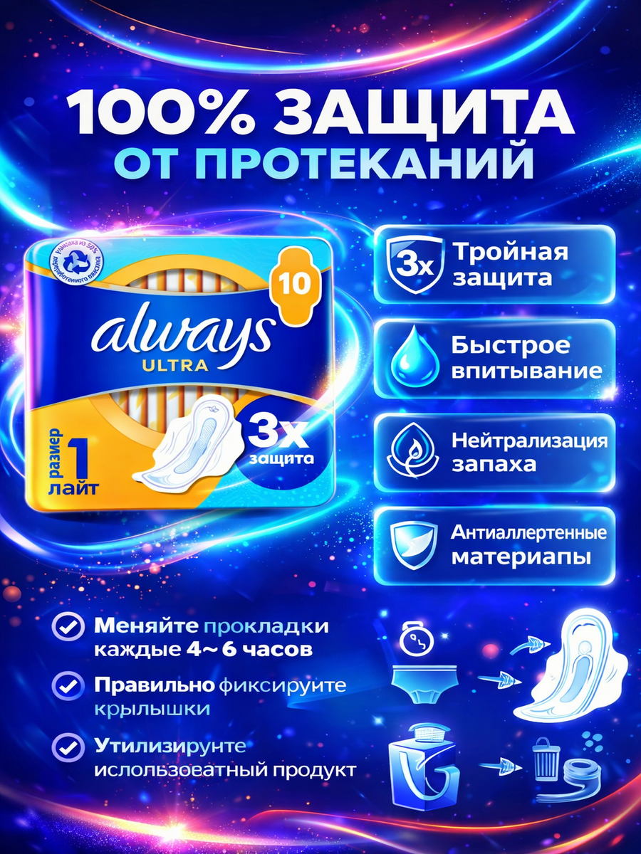 Прокладки гигиенические Always Ultra Light, 10шт