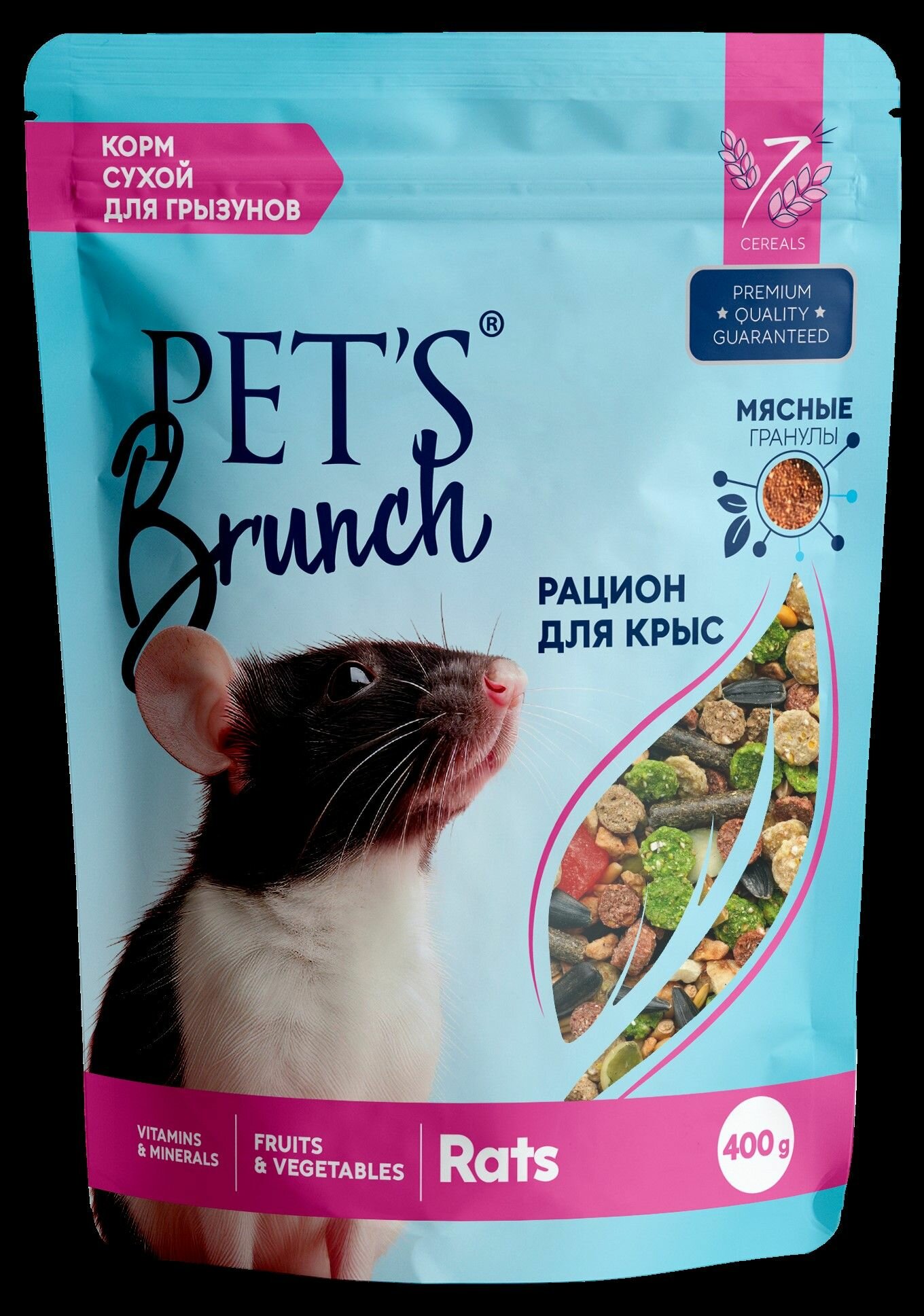 Корм сухой PET'S BRUNCH для грызунов "Рацион для крыс" 400г
