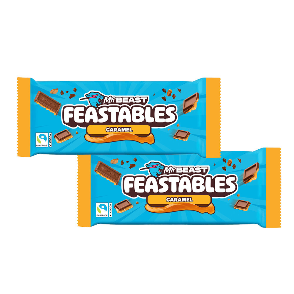 Шоколадная плитка Mr. Beast Feastables Caramel / Шоколад Мистер Бист Карамель (США), 2 шт. по 60 грамм