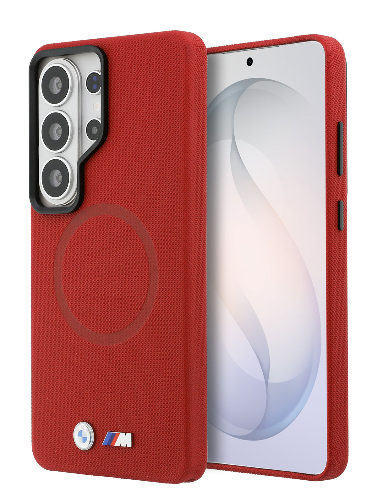 Чехол BMW на Samsung S26 Ultra, с магнитами MagSafe, из экокожи PU leather, красный