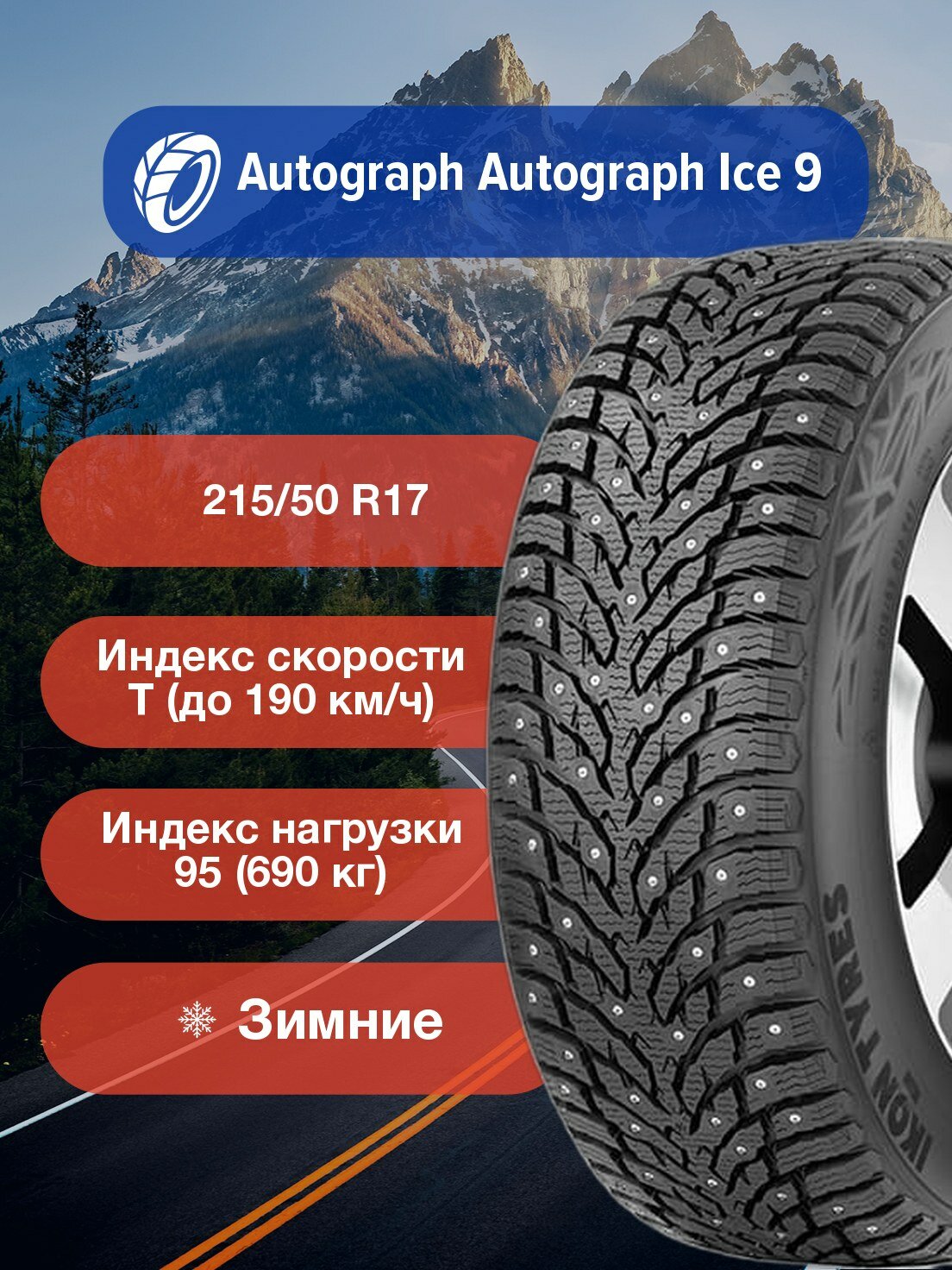 Легковые Зимние Шины Ikon Autograph Ice 9 215/50 R17 95T-TS72212 для легковых автомобилей и кроссоверов