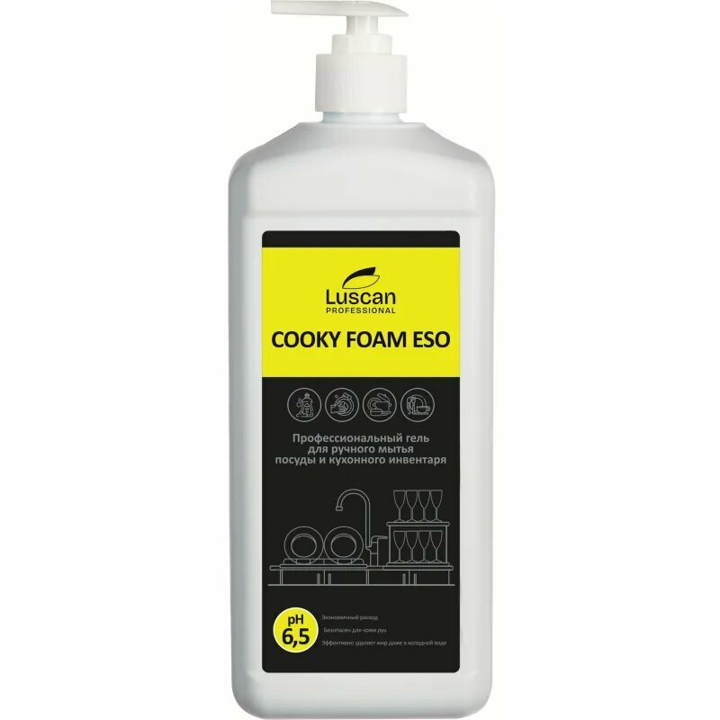 Профхим д/посуды гель д/ручного мытья Luscan Prof/Cooky Foam Eso, 1л, 2073519