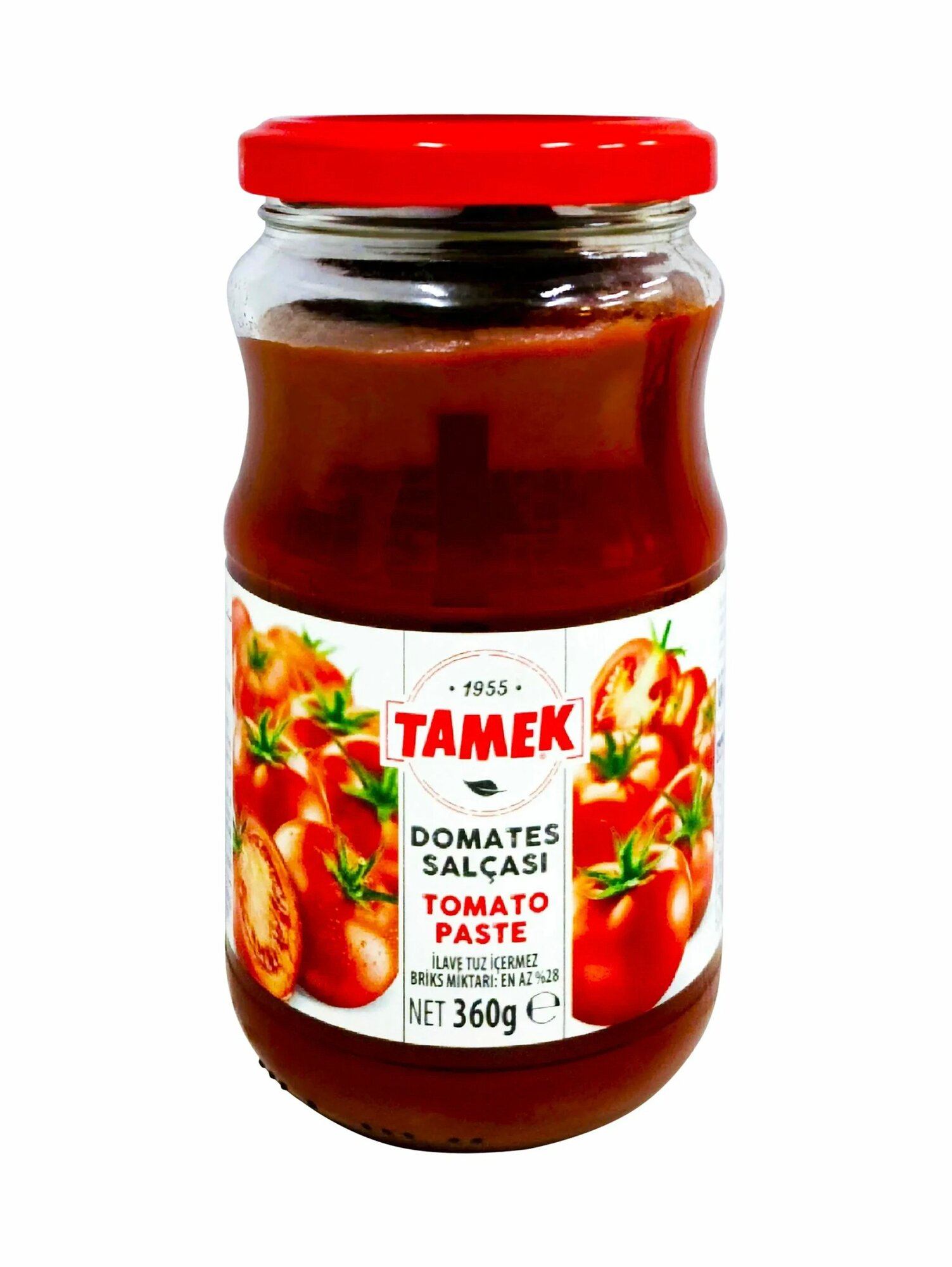 Томатная паста натуральная без соли, "Tamek", Domates Salcasi, 360гр. Турция