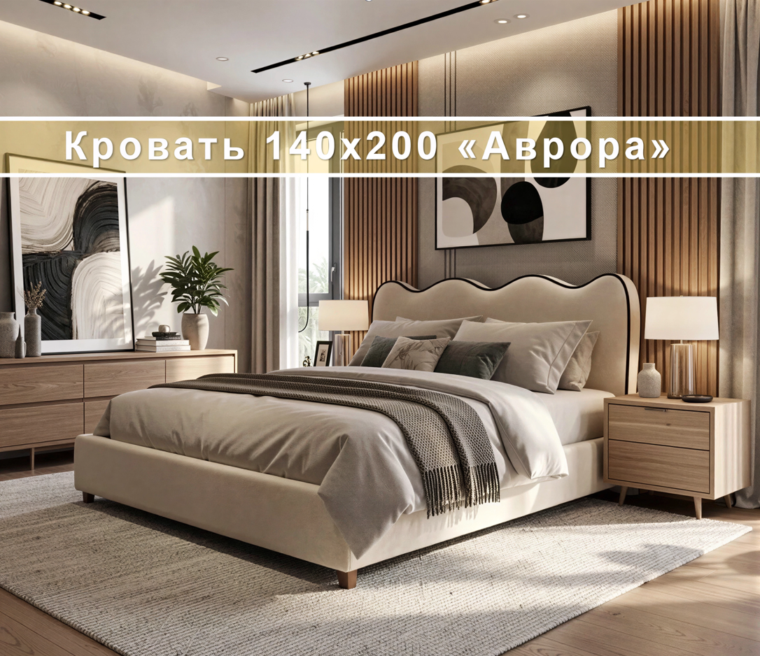 Кровать Аврора 140х200, подъемный механизм, дизайнерская модель, премиальная ткань, полутораспальная кровать