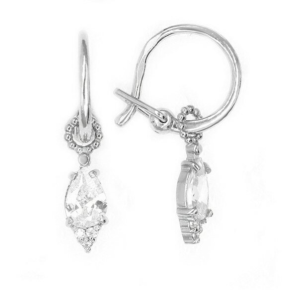 Серьги, серебро, 925 проба, родирование, фианит