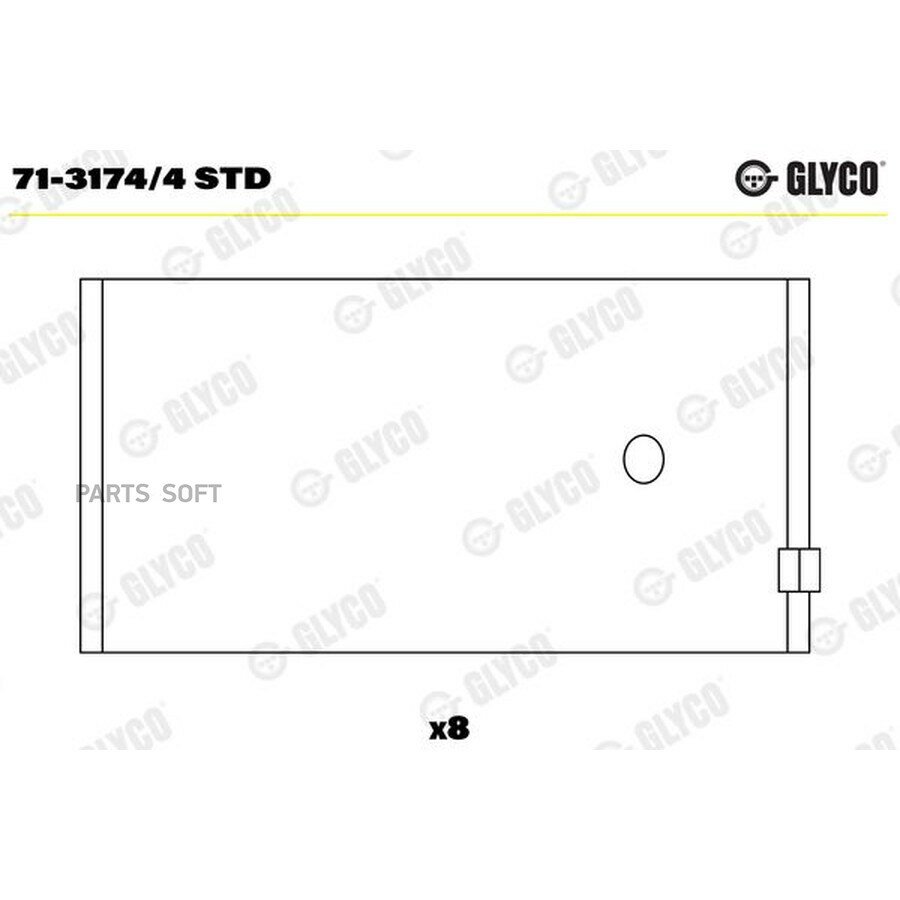 GLYCO 71-3174/4 STD Вкладыш большой головки шатуна (комплект)