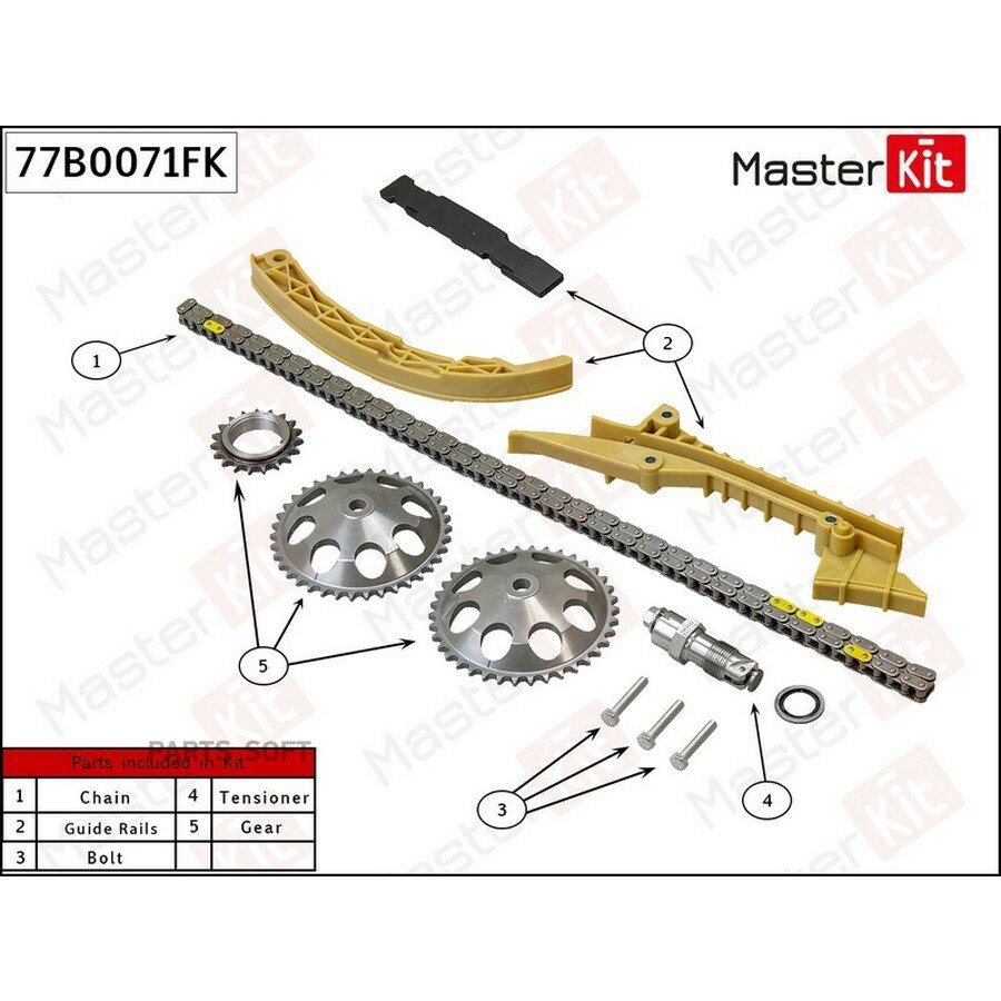 MASTERKIT 77B0071FK 77B0071FK Комплект цепи ГРМ Saab 9-3/9-5 2.0-2.3 B203/B235
