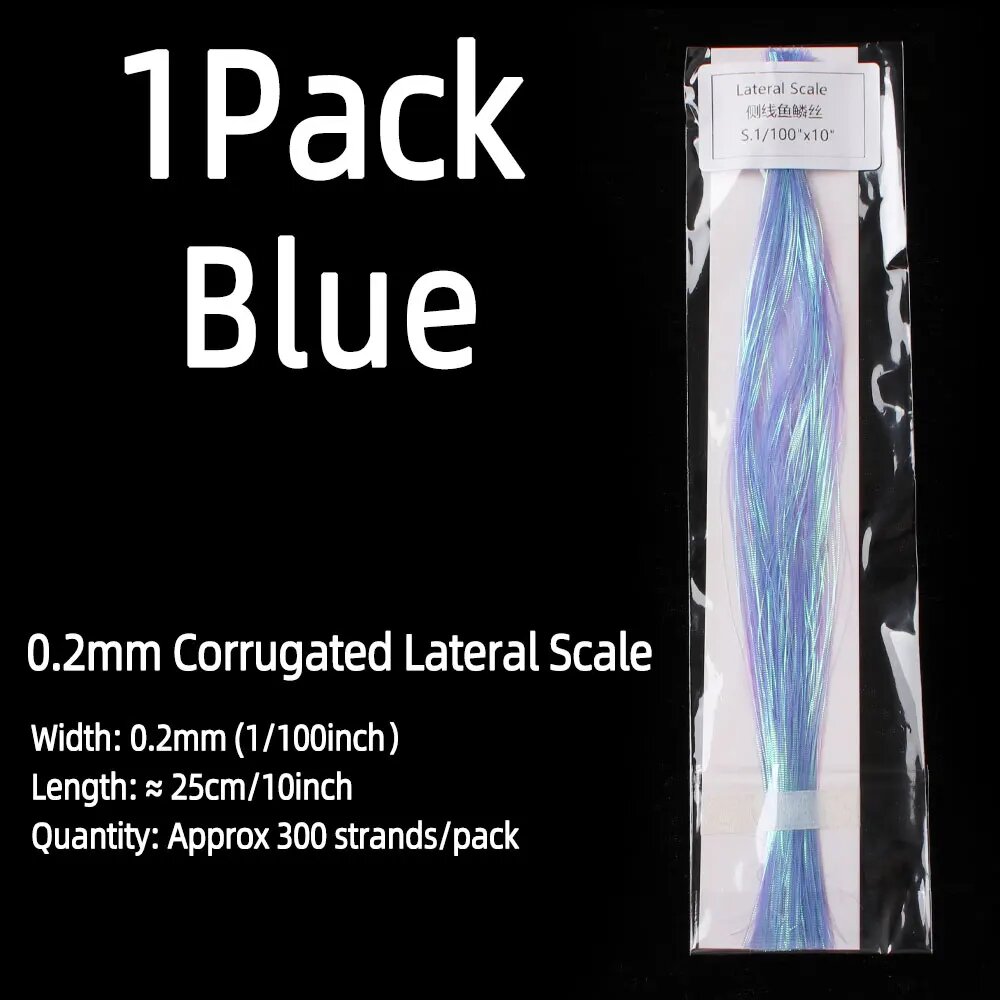 ICERIO Гофрированный Тинсел для Мух 0.2 мм 6 Цветов Синий, 1Pack Blue