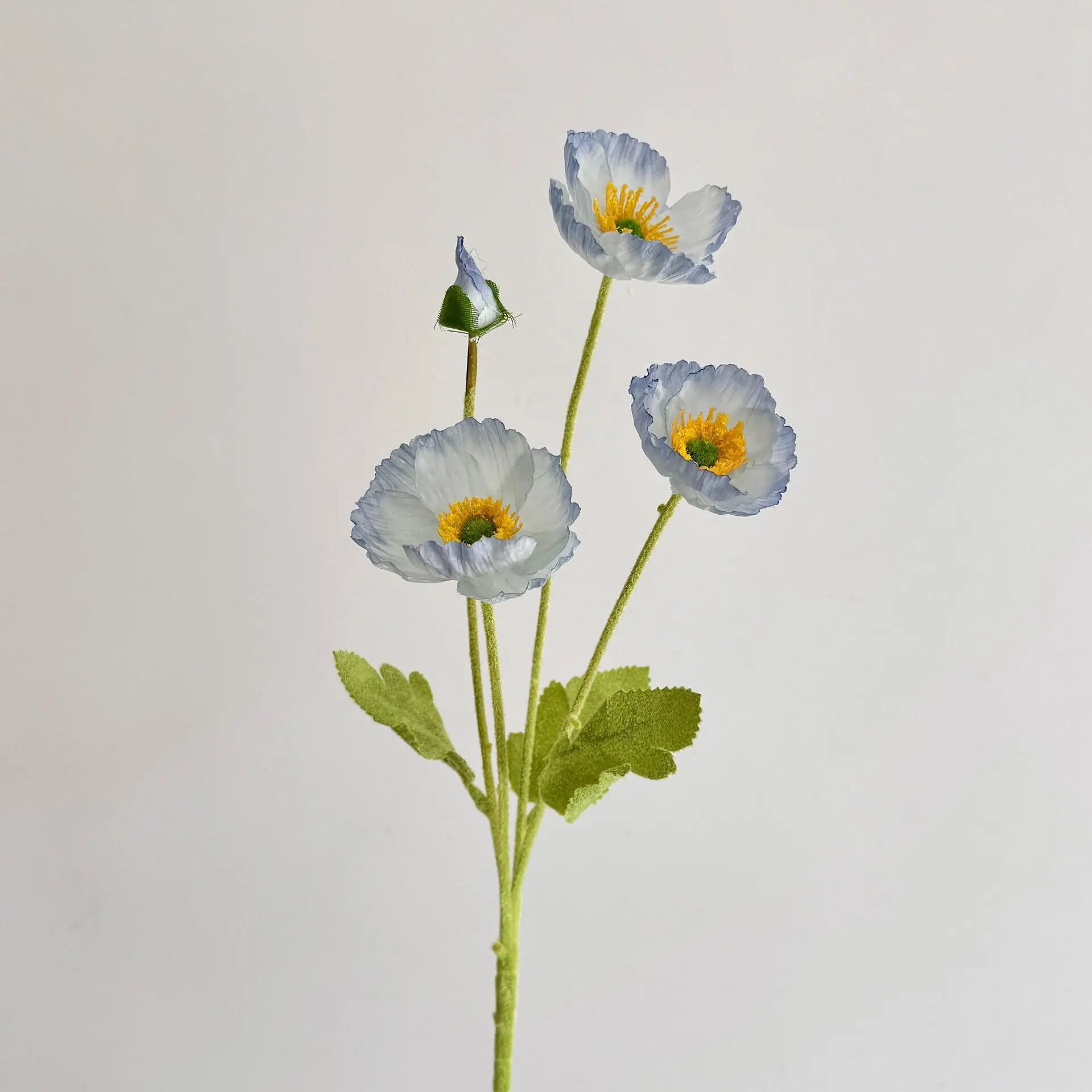 Букет искусственных маков из шелка, 4 штуки Crushed Ice Blue