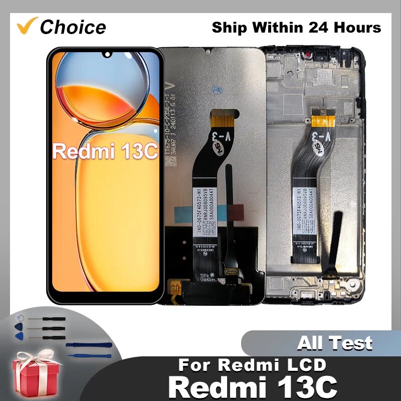IPS для Xiaomi Redmi 13C Дисплей 23100RN82L Дигитайзер сенсорного экрана в сборе для Redmi 13C ЖК-дисплей Запасные части