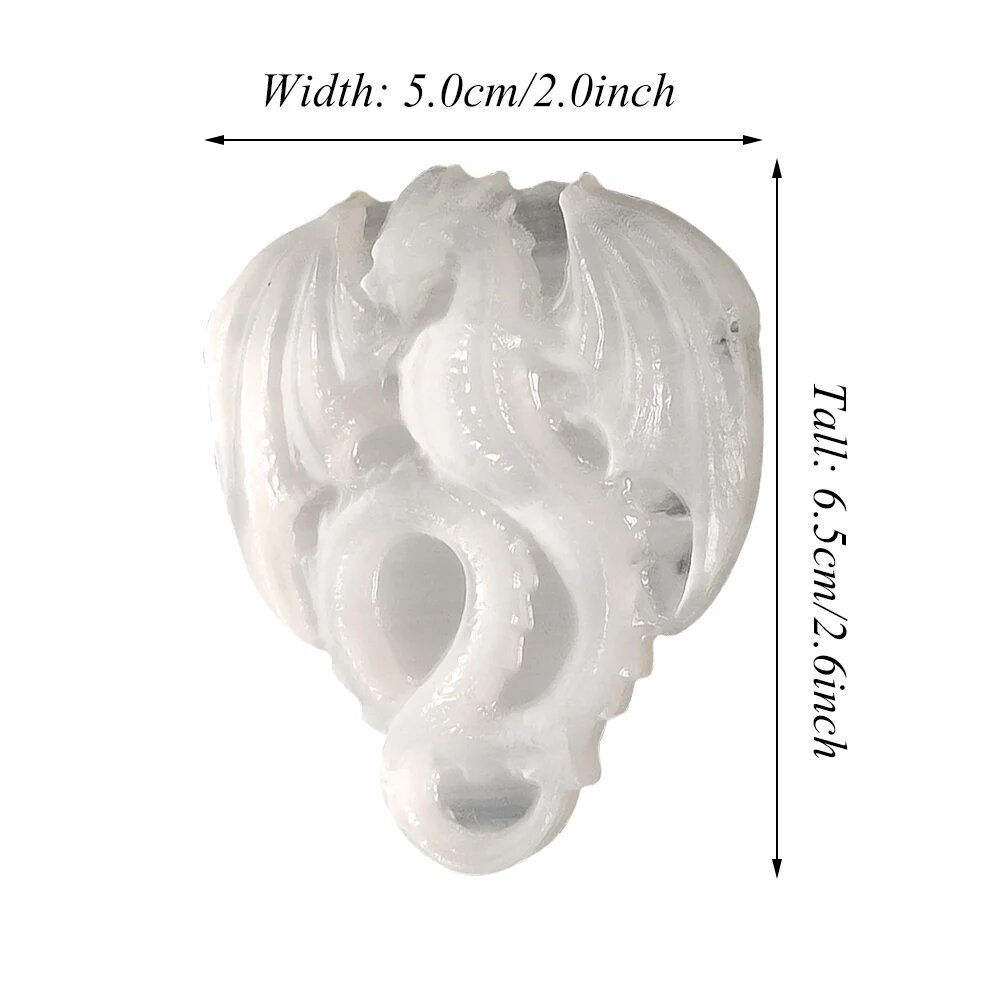 Фигурка дракона из селенита, 6.5x5 см, белый