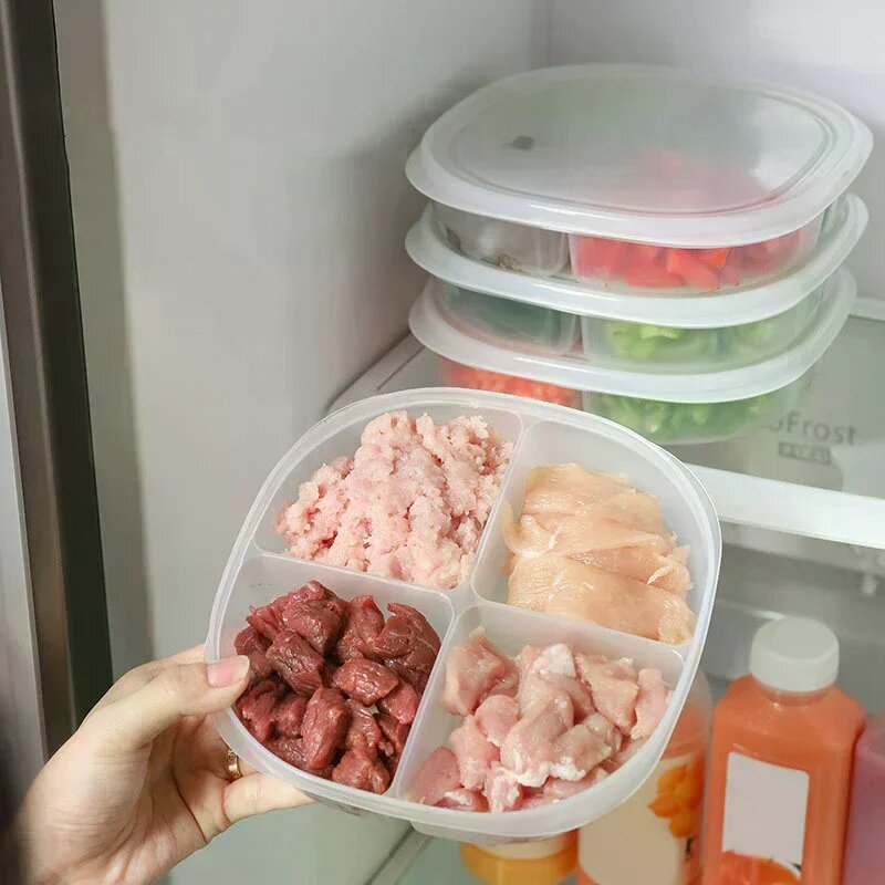 Пластиковый ящик для хранения продуктов 4-секционный