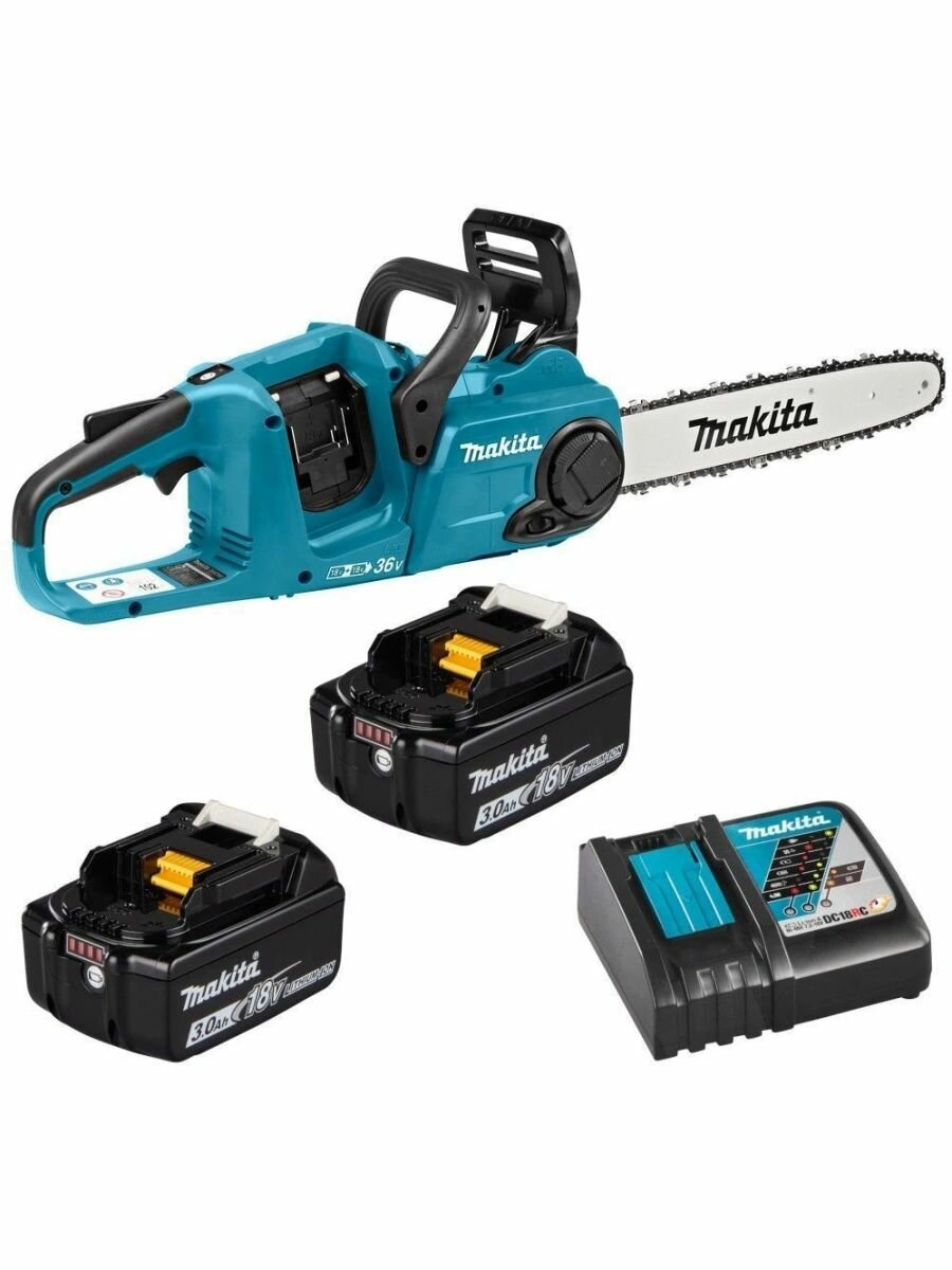 Цепная пила Makita DUC353RF2, аккумуляторная, 36В, 6Ач, с двумя аккумуляторами