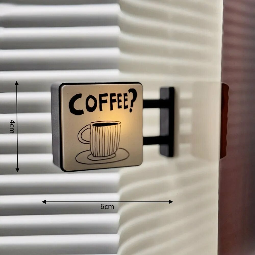 Мини световой короб Coffee для декора - Атмосферный светящийся декор, 4x6x1 см, Украшение для холодильника, для создания кофейного уголка