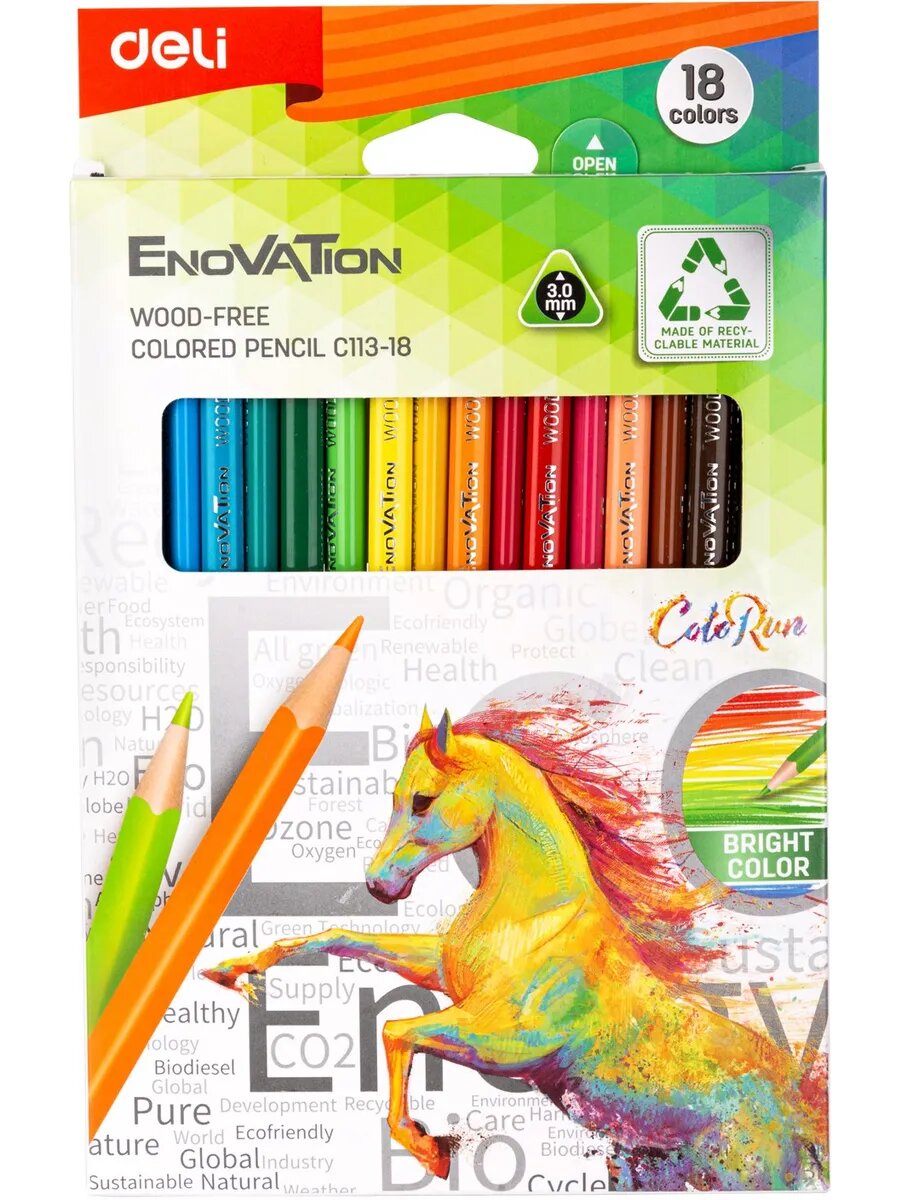 Карандаши цветные Enovation, 18 цветов