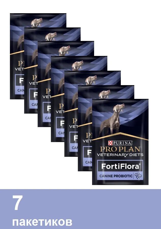 Пищевая добавка для щенков и собак PRO PLAN FortiFlora для поддержания баланса микрофлоры, 1г х 7 шт. (курс на неделю)