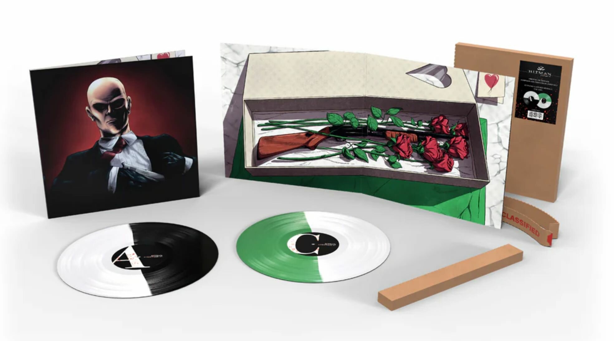 Hitman: Codename 47 OST (Green And Black-White Split USA Limited Soundtrack) Зелено-Черно-Белая Виниловая Пластинка в Специальном "Секретном" Конверте + 3 Бонусных Трека, Саундтрек к Хитман Агент 47