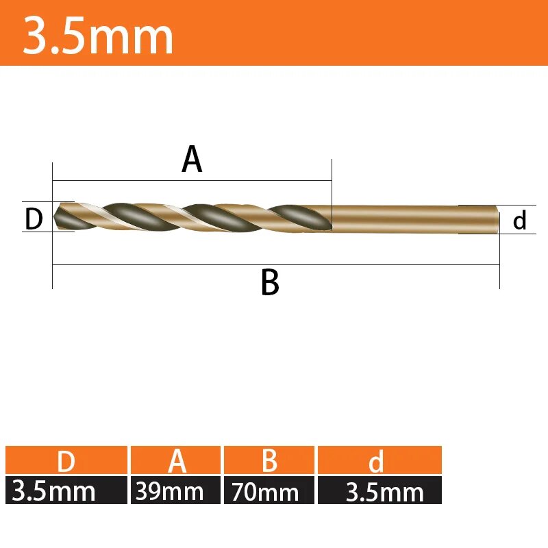 Набор спиральных сверл HSS 4341 3 5 6 8 10 мм 3.5mm(1Pcs)