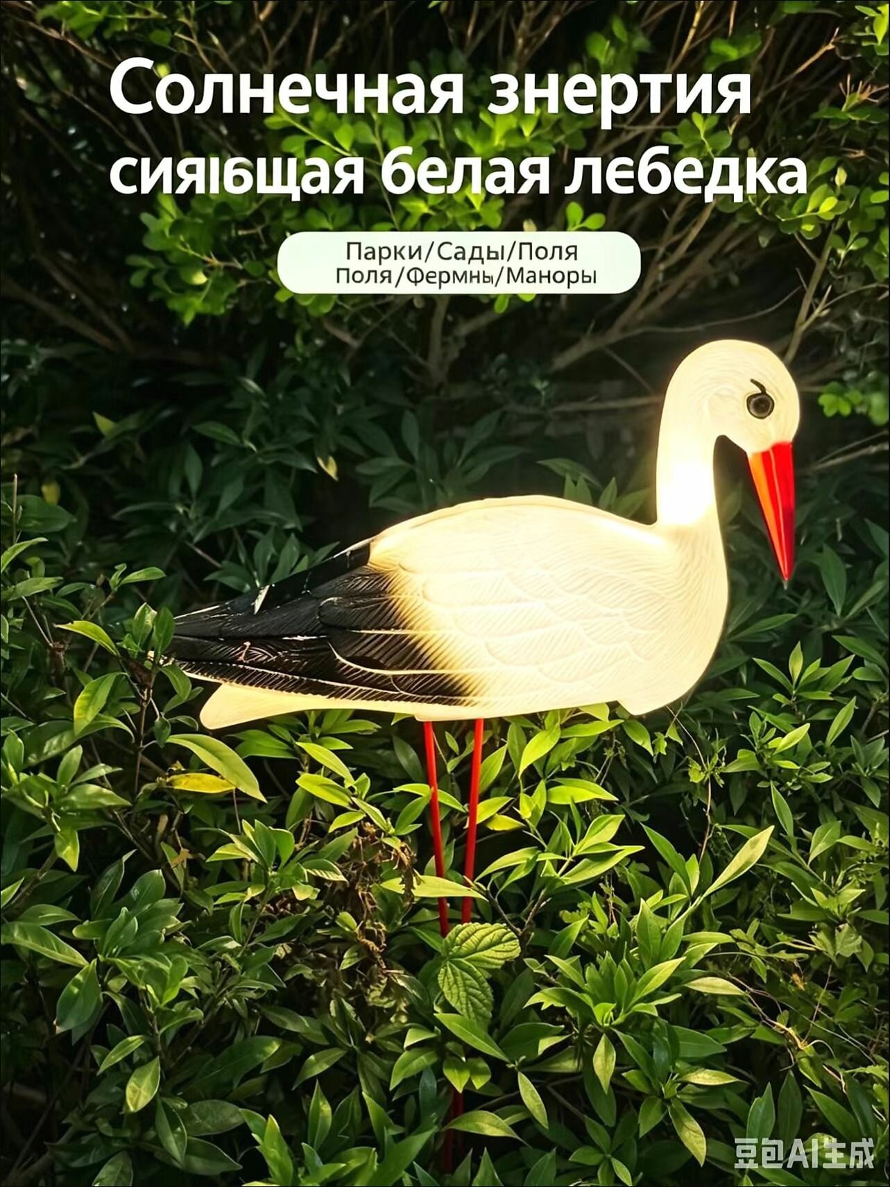 Декоративная фигурка аиста для сада, садовый декор на штыре высота 61 см