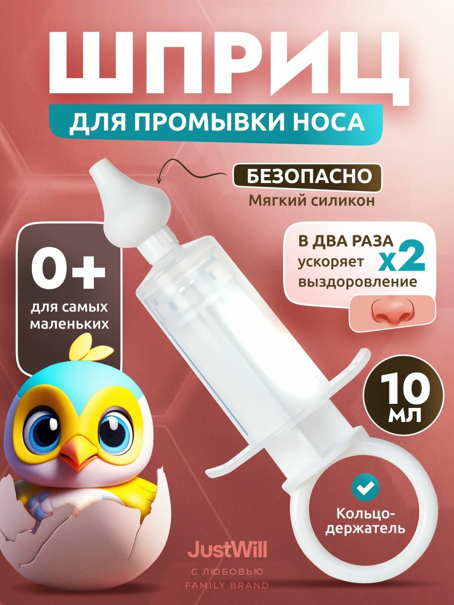 Назальный аспиратор для новорожденных шприц для промывания носа детский ирригатор от соплей JustWill