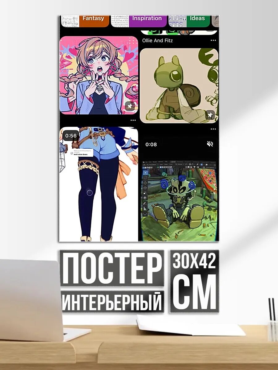 Плакат постер Коллаж аниме персонажей