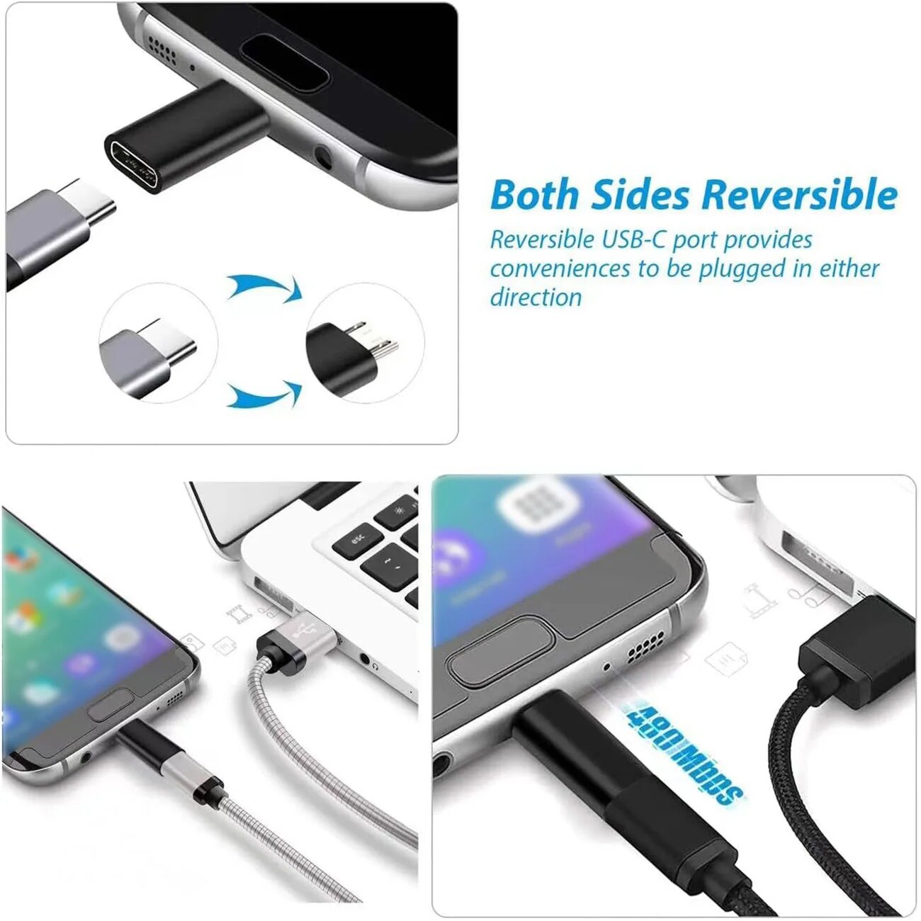 Адаптер USB Type-C На Micro USB V8 OTG Для Samsung, Xiaomi, Huawei - Кабель Для Белый, White-5PCS — фото 1