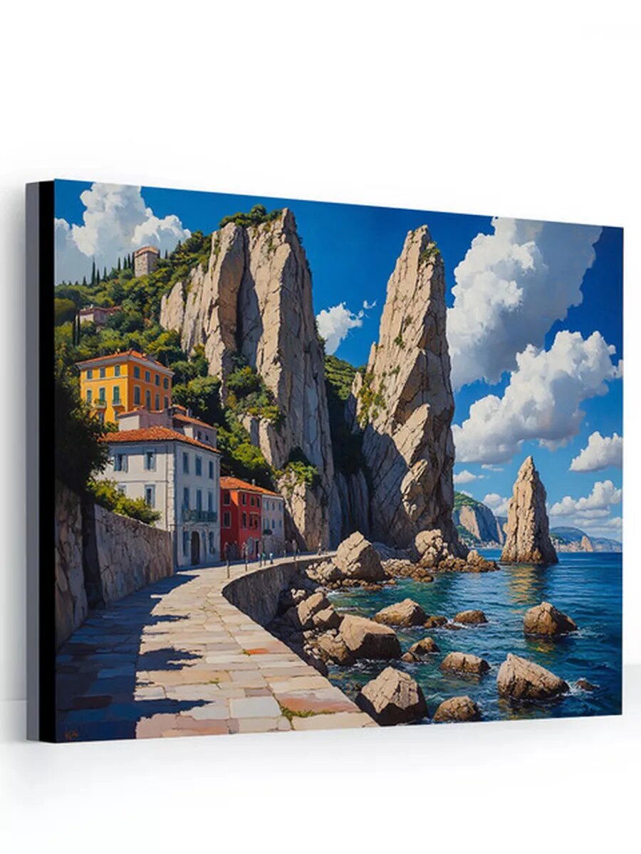 Картина по номерам "Горы и море", на холсте на подрамнике, 40 x 50 см