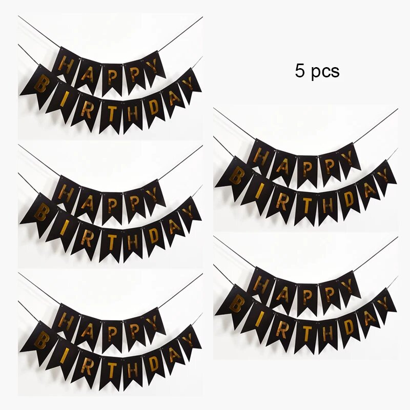 Баннеры "С Днем Рождения" из картона 03 5pcs