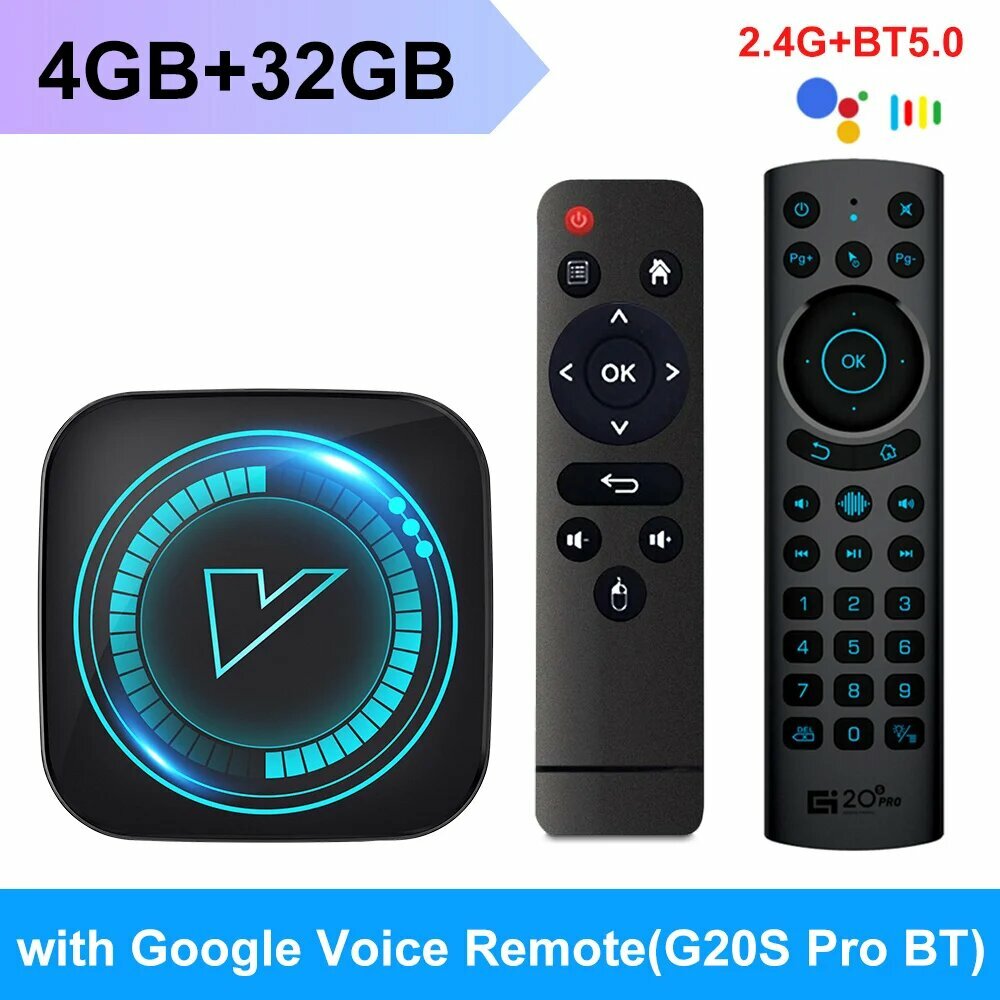 VONTAR H618 ТВ-приставка Android 12 4ГБ/32ГБ Американская вилка, 4G 32G G20S BT