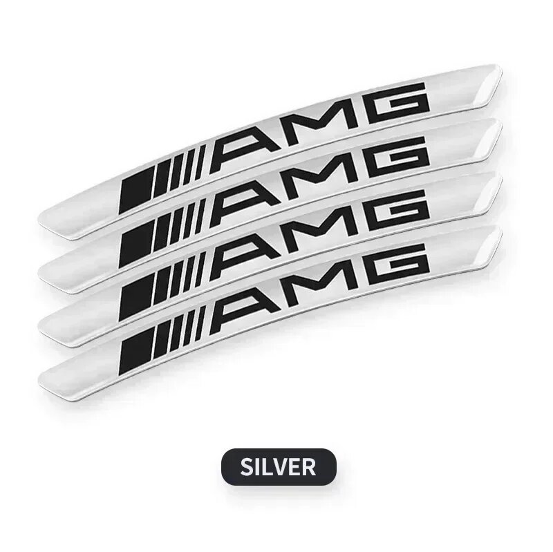 Наклейки на колесные диски из алюминия с логотипом, 4 шт, для Белый, For AMG-Silver-4PCS