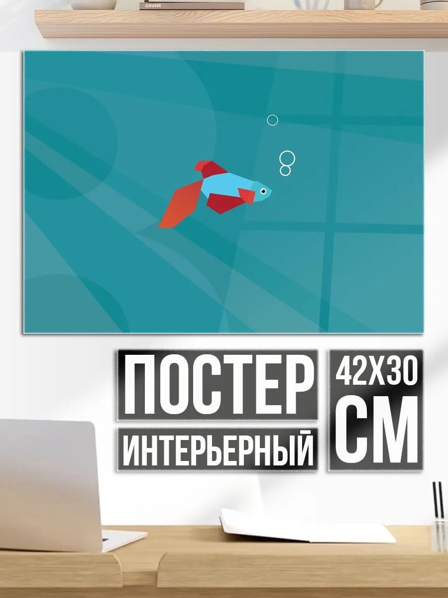 Плакат постер Рыбка в воде