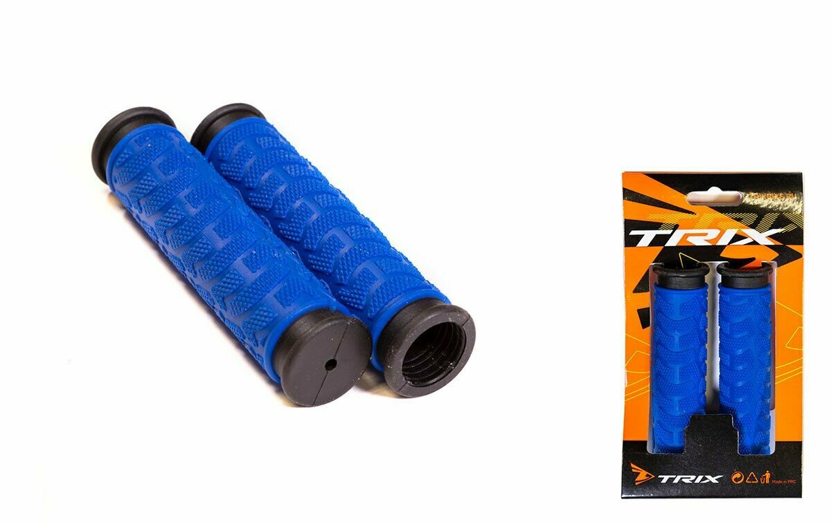 Грипсы TRIX GRTX-49-DARK-BLUE, резиновые,125мм,2-х компонентные, синие с черным кантом