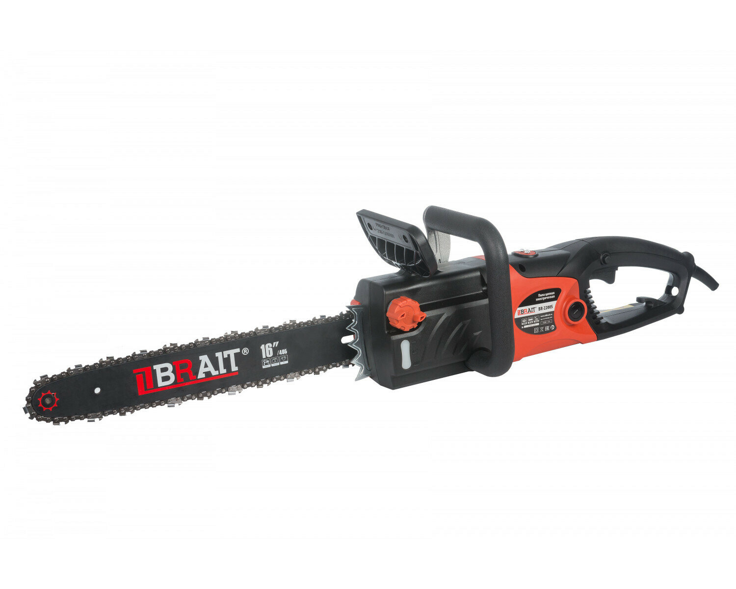 Электропила цепная BRAIT-2200S 16"(2,2кВт, продольн, шина 40см-А041, цепь 3/8х1,3х57зв.) 5,2кг