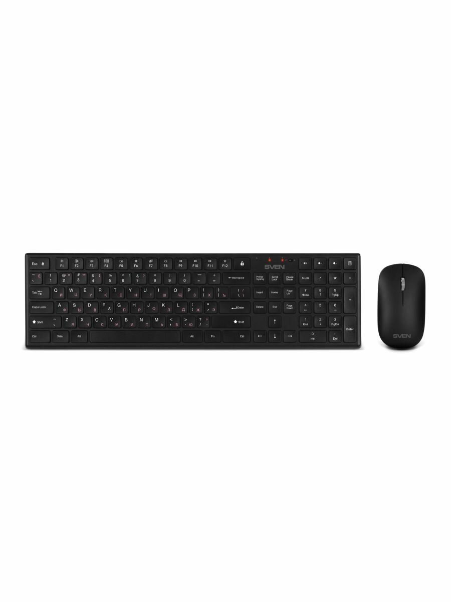 Комплект клавиатура+мышь беспроводной SVEN KB-C2550W черный (USB, 1000dpi) (SV-021672)