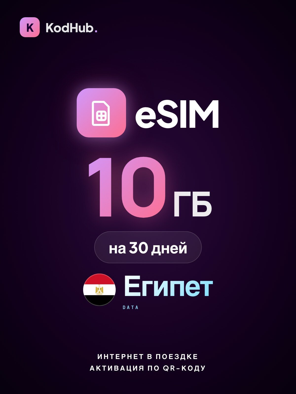 Туристическая eSIM Египет 10 ГБ на 30 дней | интернет в поездке, связь за границей | QR-код активации
