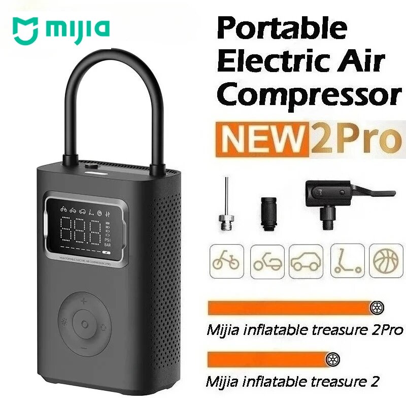 Портативный Электрический Воздушный Компрессор Mijia Air Pump 2Pro Высокого Давления (150 Psi) Для Мотоциклов, Автомобилей