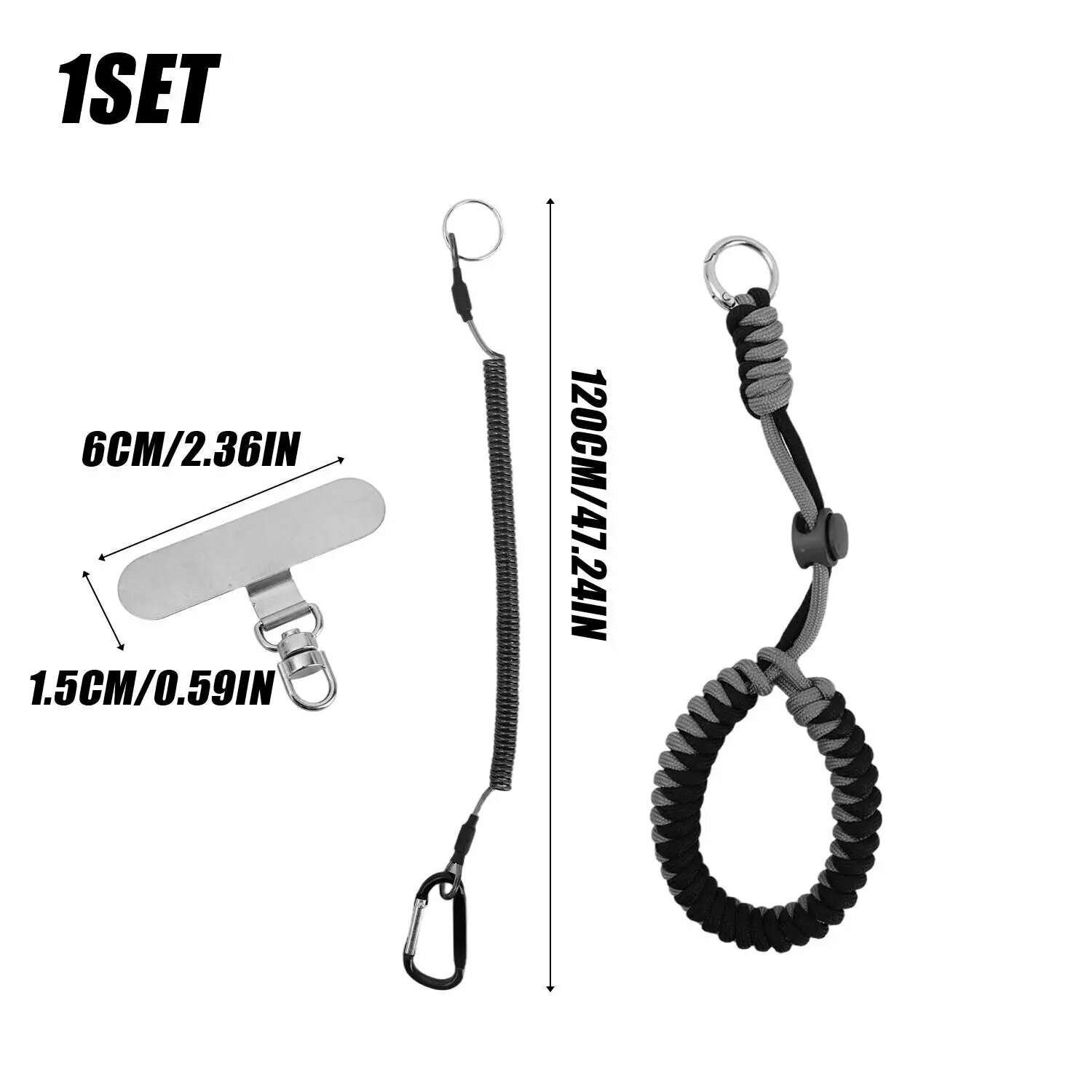 Пружинный шнур для телефона, антикражное крепление, 120 см Black-1set