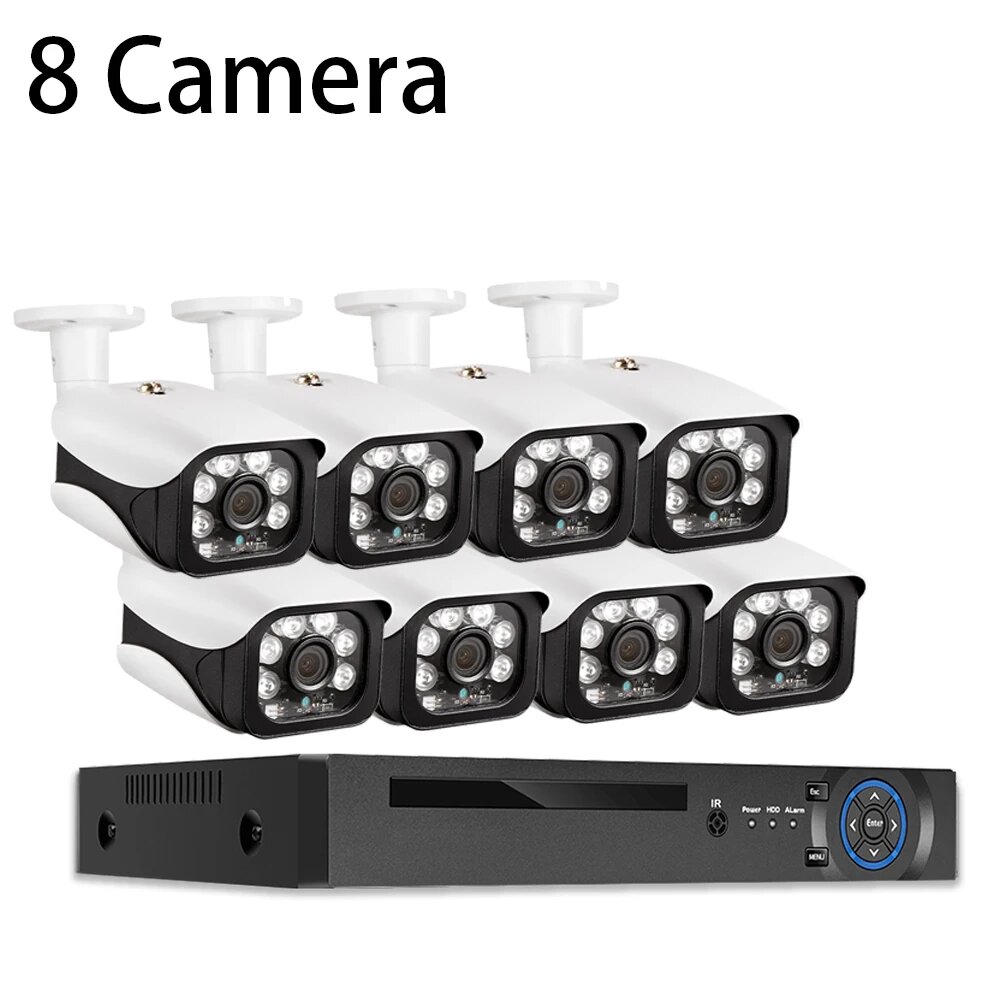 Комплект DVR AHD 8-канальный 5MP HD для видеонаблюдения 2К с системой безопасности, наружными и внутренними водонепроницаемыми камерами CCTV, 8-канальная система DVR