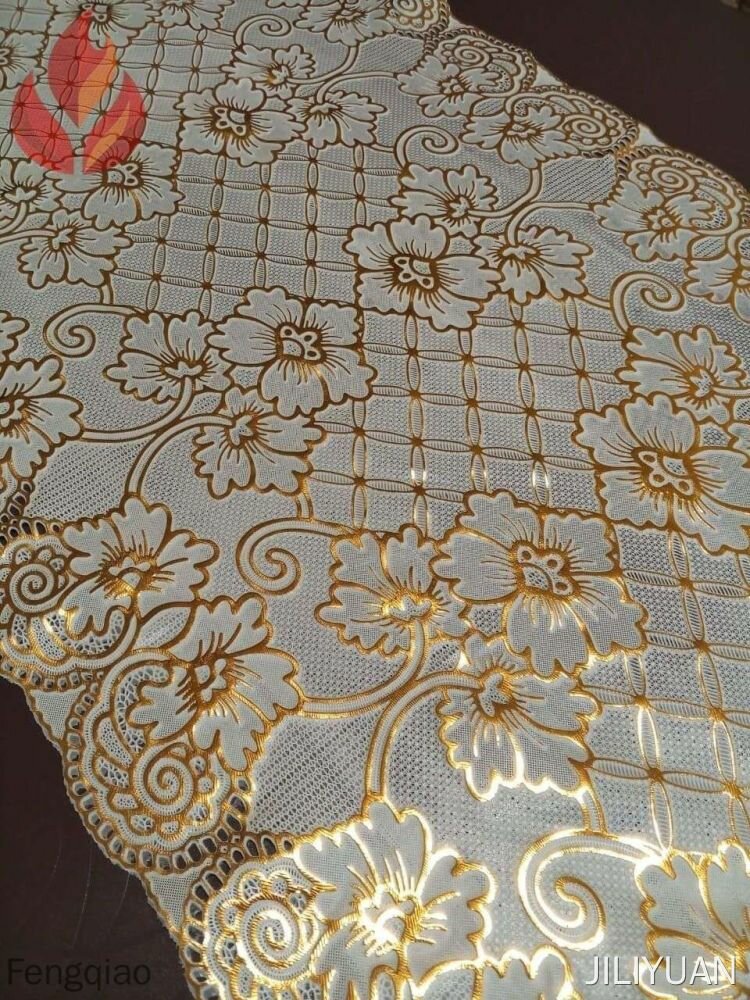 Скатерть JILIYUAN с цветочным узором золотого цвета, кружевная, 120x160 см, для кухни, цветочная