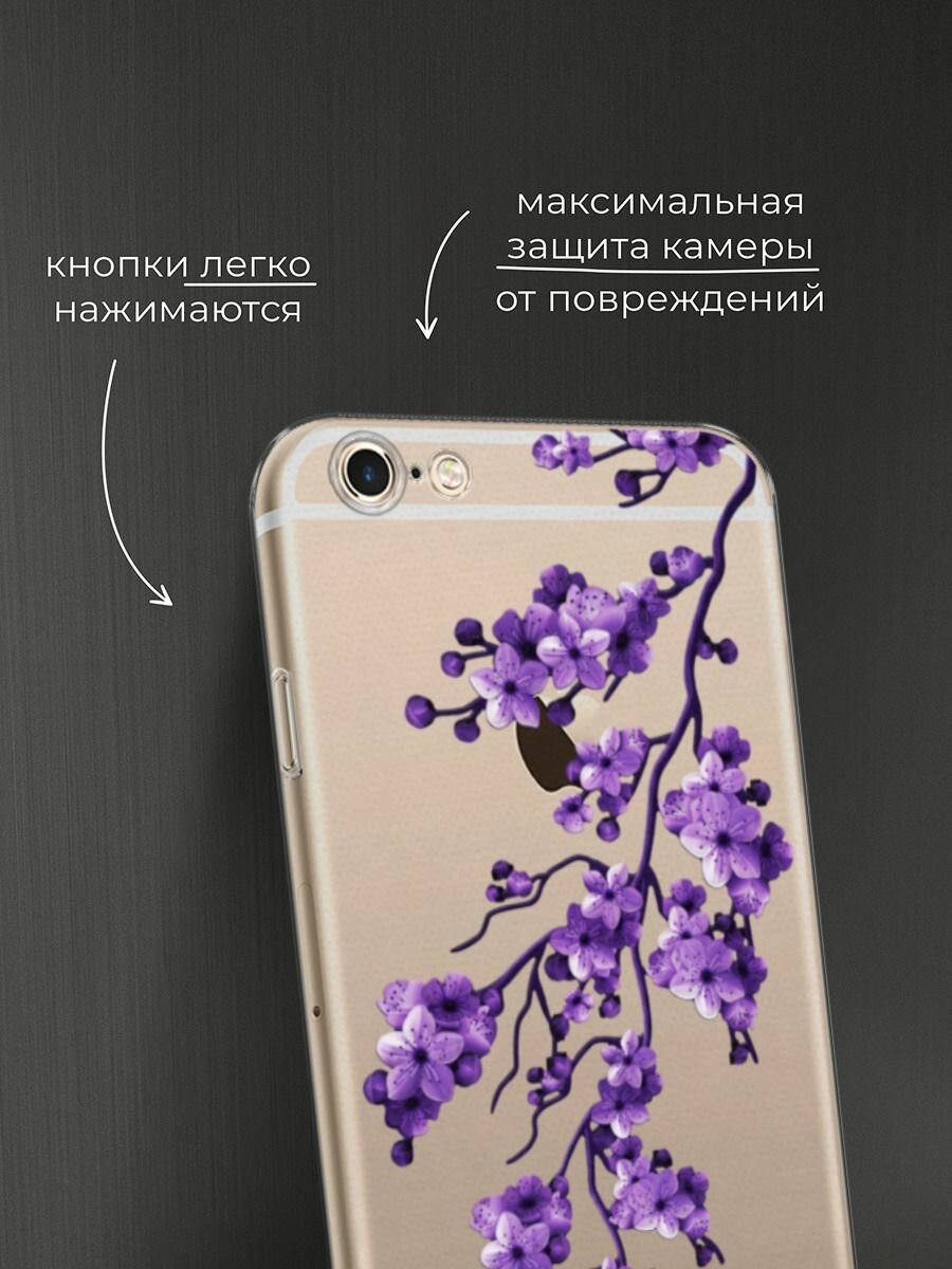 Силиконовый чехол на Apple iPhone 6 Plus/6S Plus / Айфон 6 Плюс/Айфон 6С Плюс с принтом Фиолетовая сакура — фото 1
