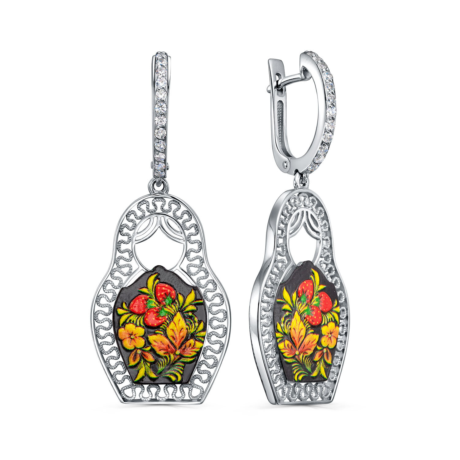 Серьги KABAROVSKY, серебро, 925 проба, фианит