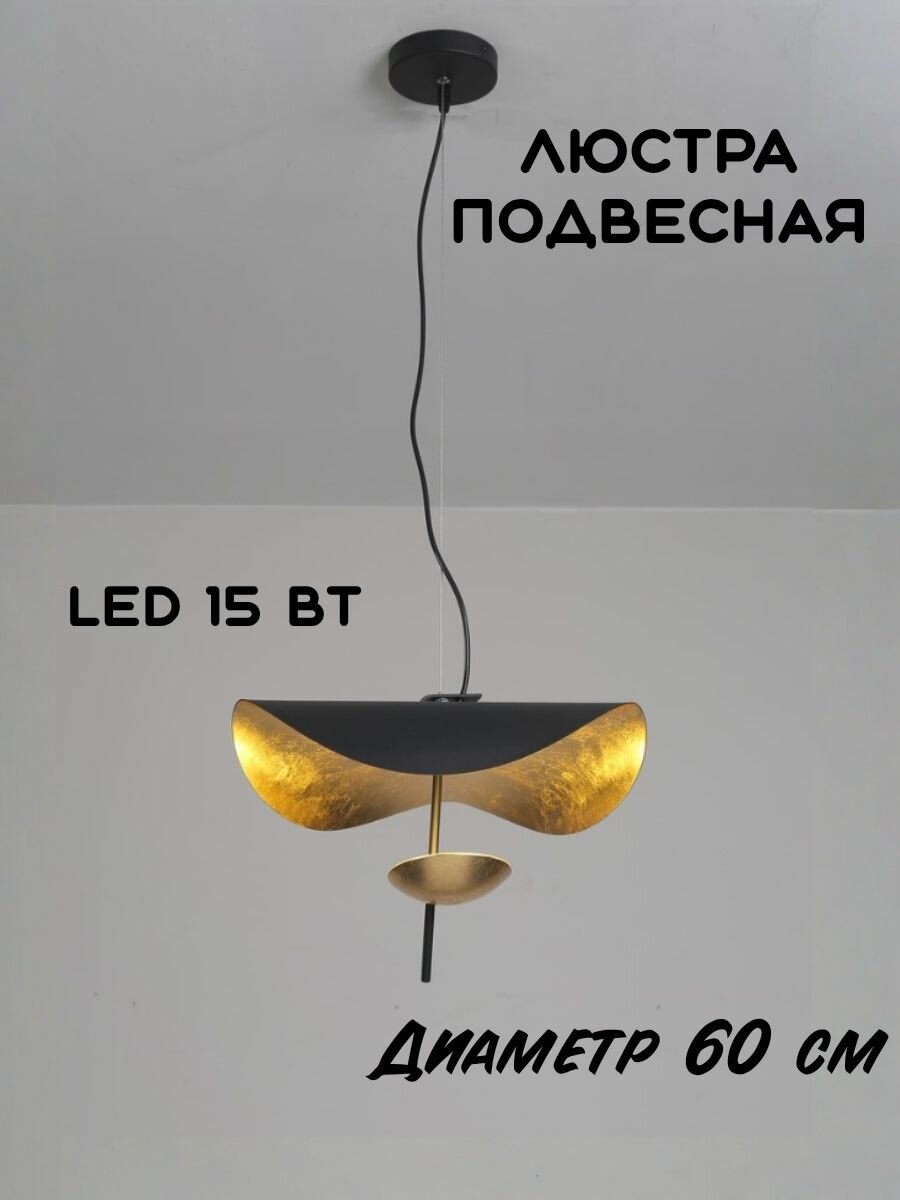 Люстра подвесная светодиодная 15Вт Диаметр 60 см черный Blesslight