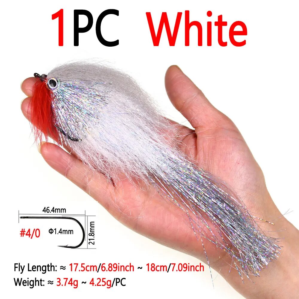 Bimoo 4/0 6,89 дюйма Большой Рыбный Стример Желтый 1pc White