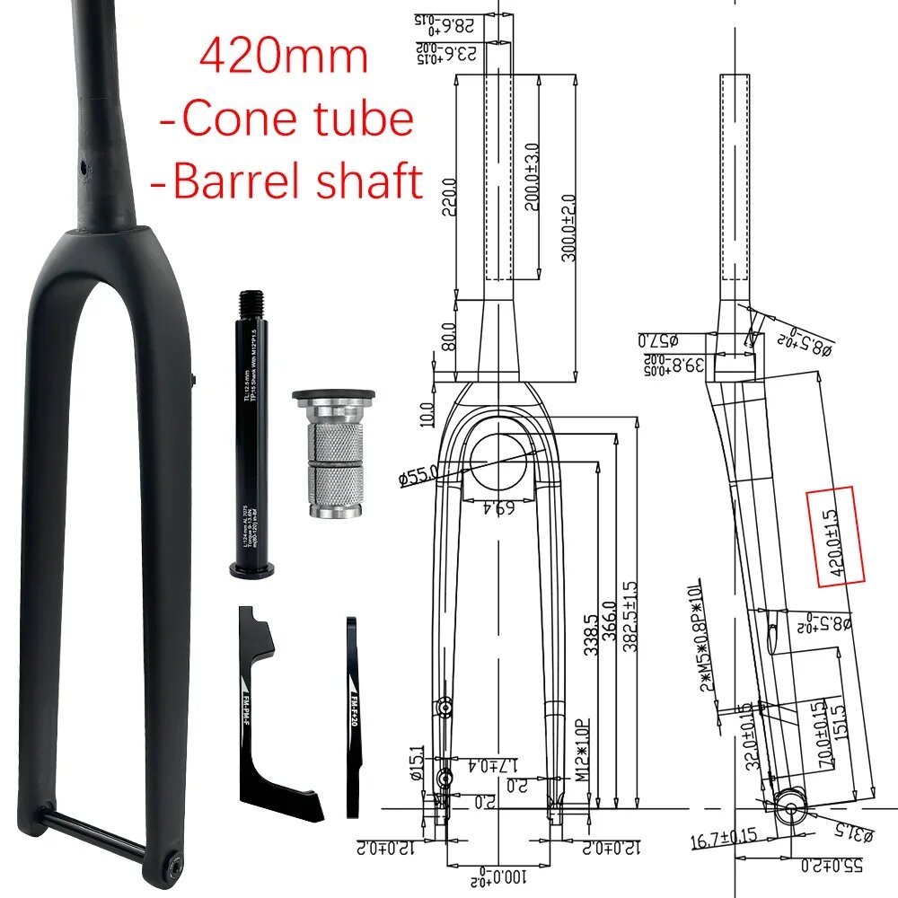 BALUGOE Карбоновая вилка Gravel Gourd MTB для горных и шоссейных велосипедов axle conical 420
