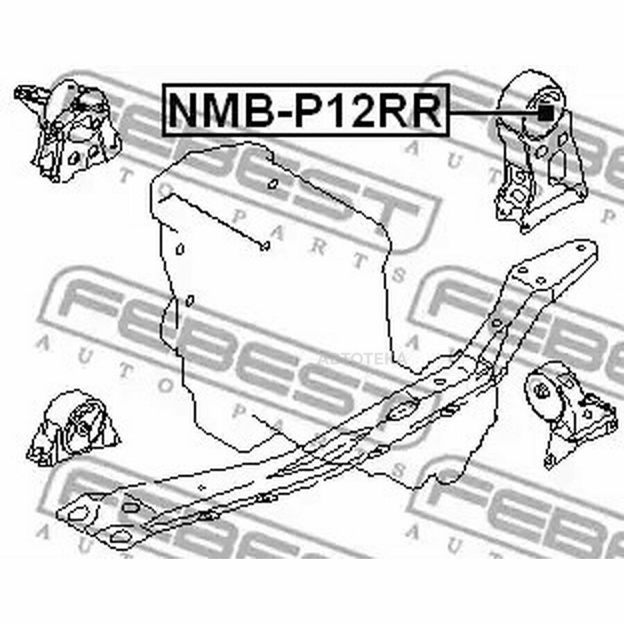 Сайлентблок задней подушки двигателя (гидравлический) FEBEST NMBP12RR