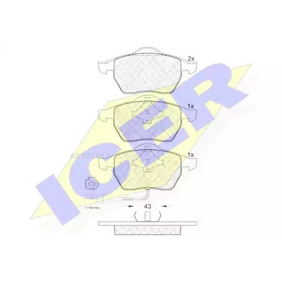 Колодки торм. пер. ICER 181396 AUDI A3 (8L1) 1.8 quattro Kw 92 08/98 - > F / AUDI A3 (8L1) 1.8 T Kw 110 12/96 - > F / AUDI A3 (8L1) 1.8 T Kw 132 12/98 - > F / AUDI A3 (8L1) 1.8 .