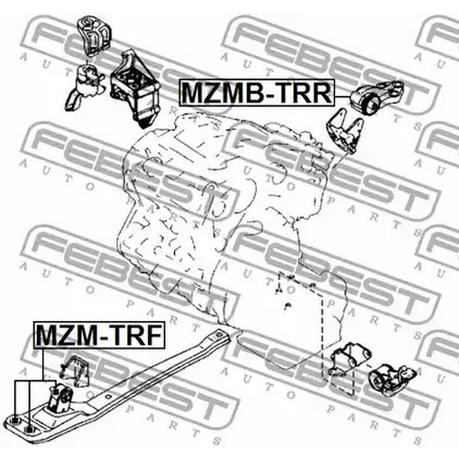 Сайлентблок опоры двигателя FORD/MAZDA FORD ESCAPE M1 (00-07)/MAZDA TRIBUTE EP FEBEST MZMBTRR