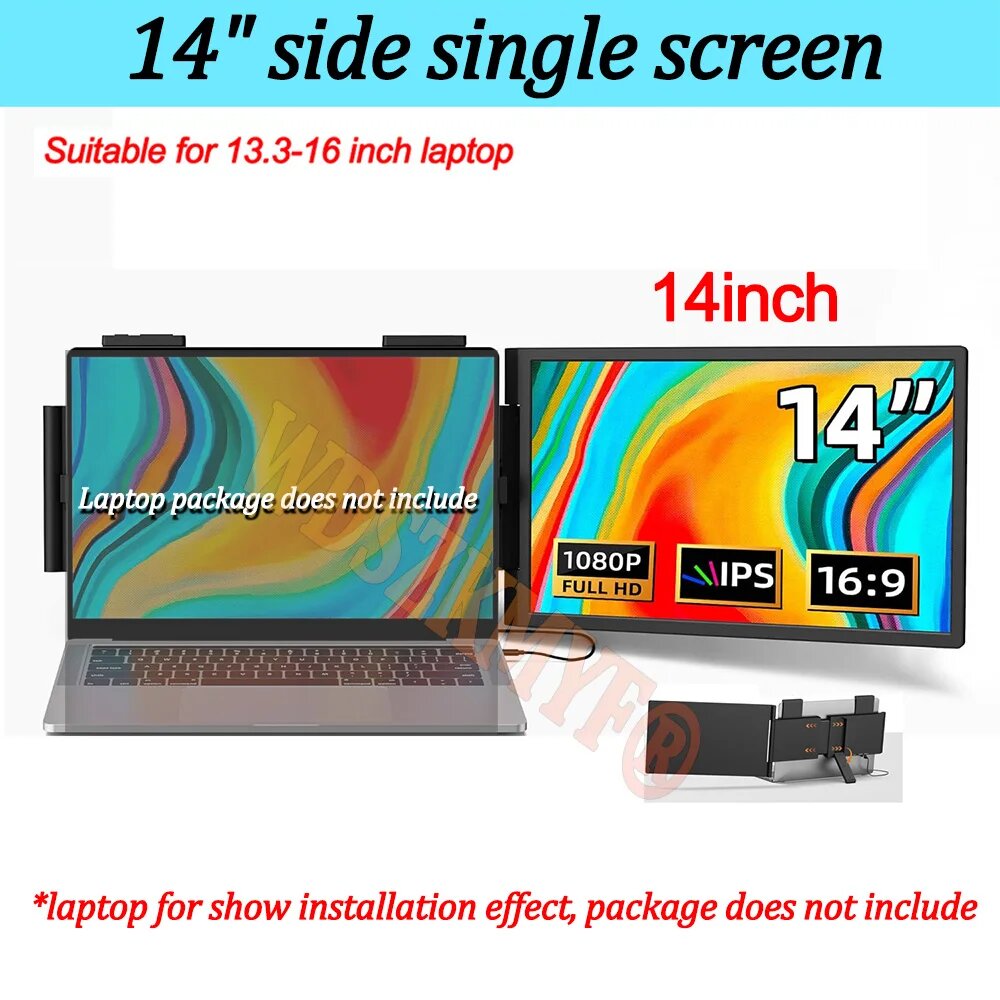 14" Портативный двойной монитор/один монитор, экран FHD IPS USB-C-расширитель для ноутбука для трейдинга/программирования/игр. Второй дисплей