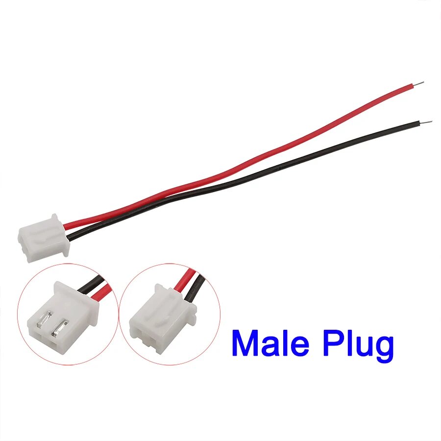LOCHEUK XH-2.54 2P Wire Connector, 20 см, 26AWG, 10 шт. 10Pcs Male Plug