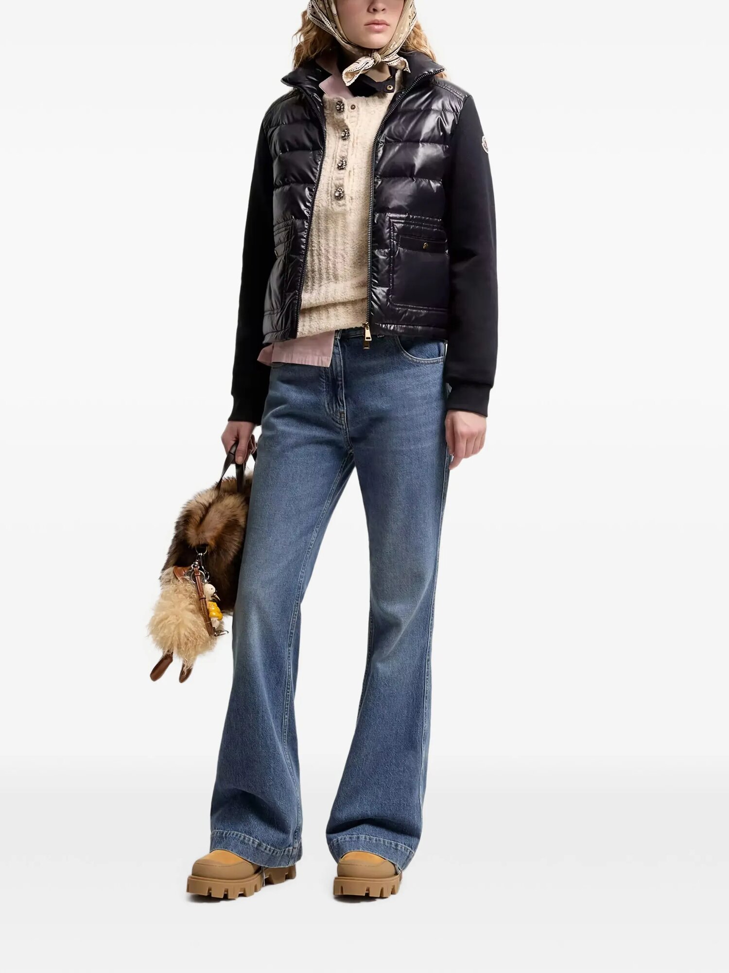 Куртка Moncler Quilted panelled jacket, размер 42, синий — фото 1